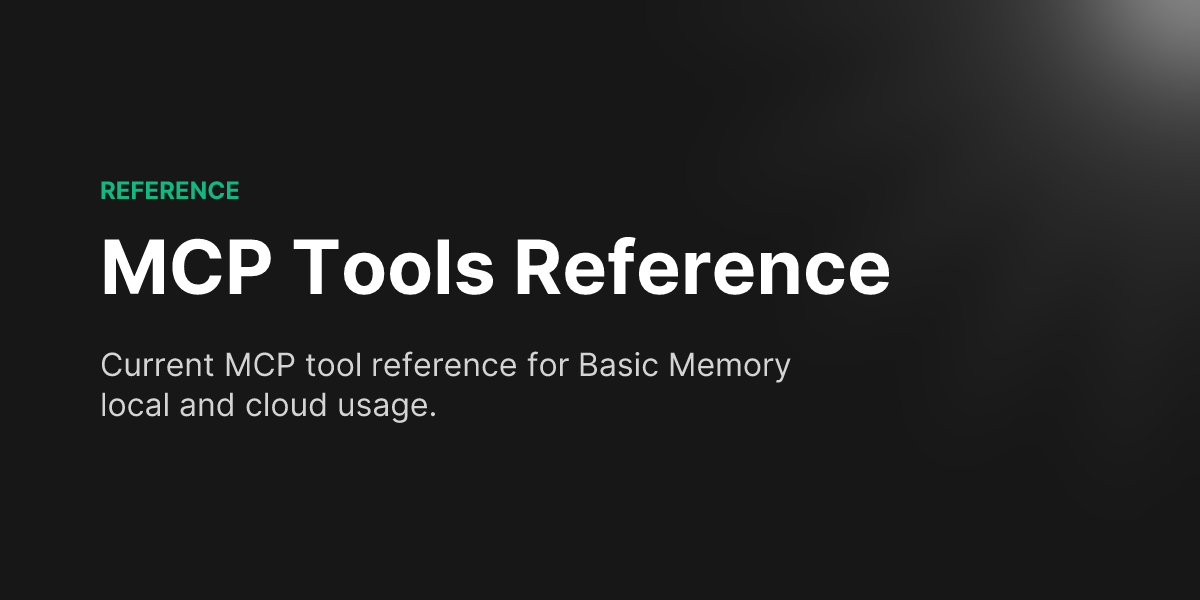 MCP Tools Reference - Basic Memory